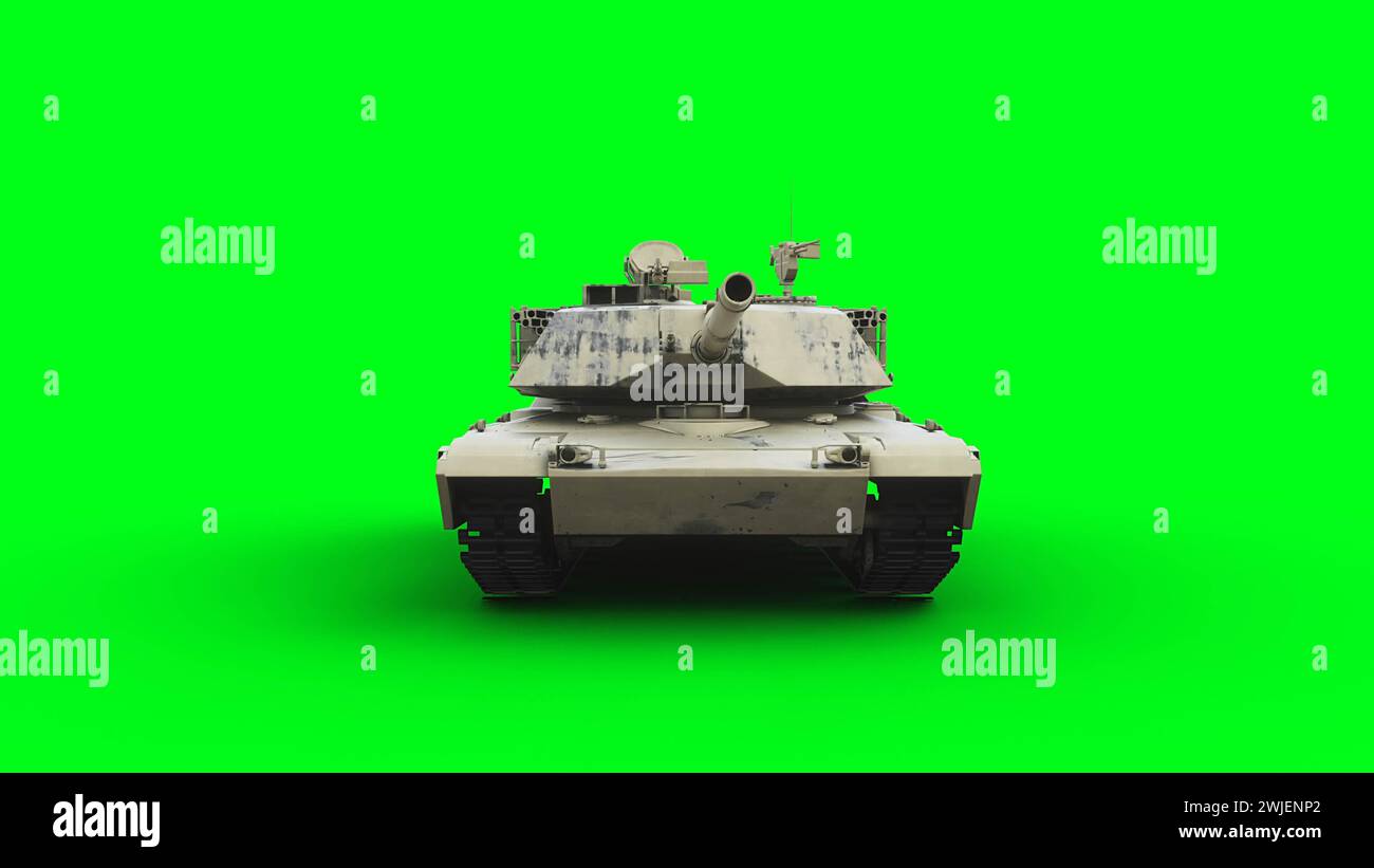 American battle tank. Green screen. 3d rendering Stock Photo - Alamy