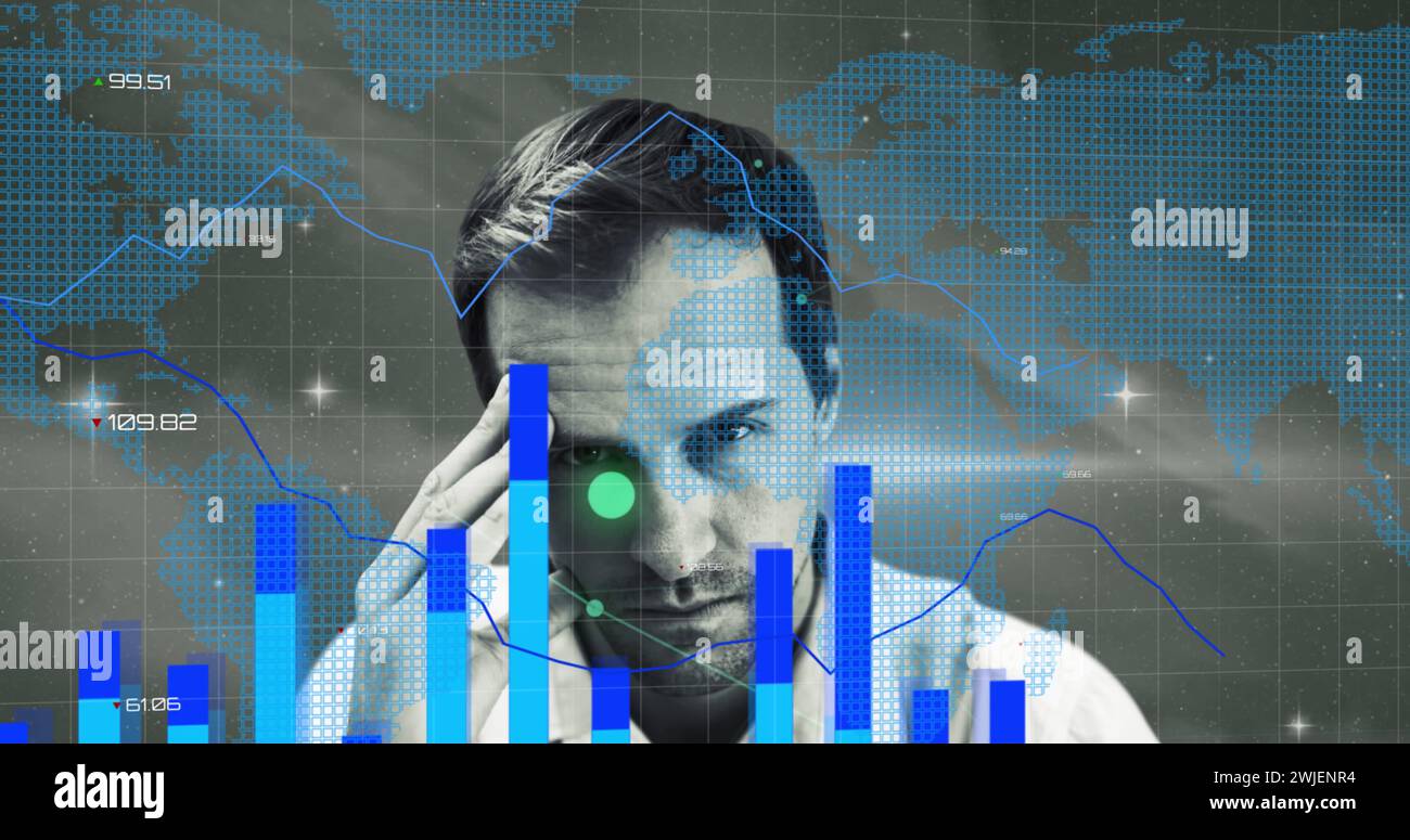 Image of digital interface with icons and data processing Stock Photo ...