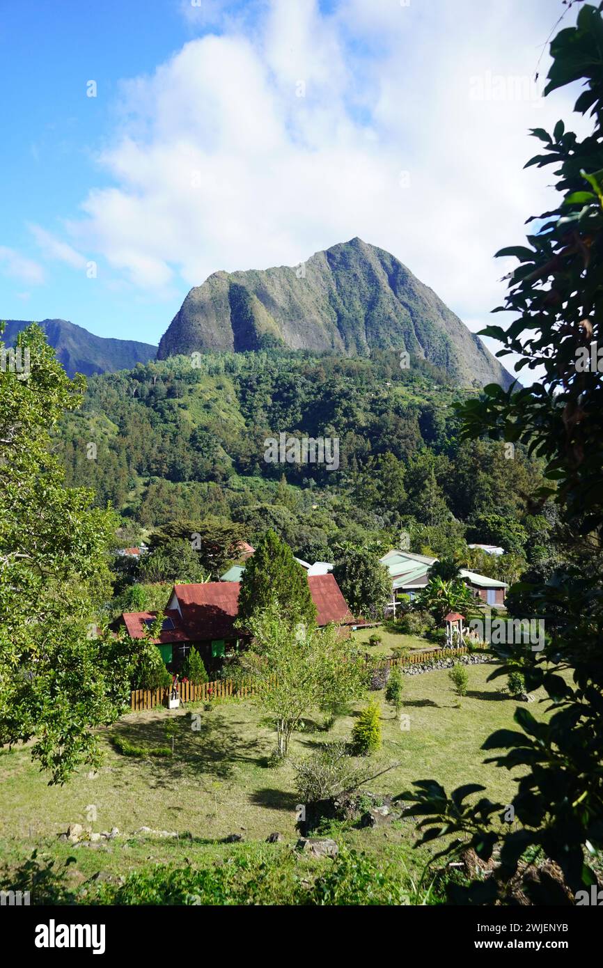 Reunion (Reunion Island), caldera ”cirque de Mafate, La Possession: tin ...