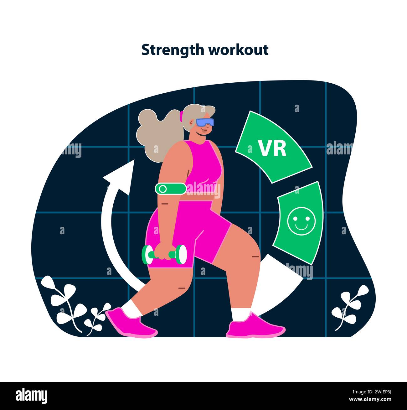 Strength workout in VR. Dynamic resistance exercise with virtual coaching. Empower your fitness ...