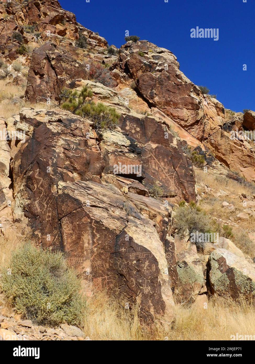 the ancient native american petroglyphs at parowan gap, near cedar city ...