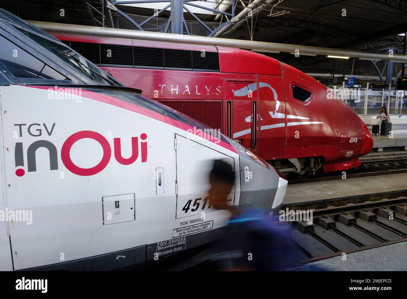 Belgium, Brussels: Brussels-South railway station. TGV inOui high speed ...