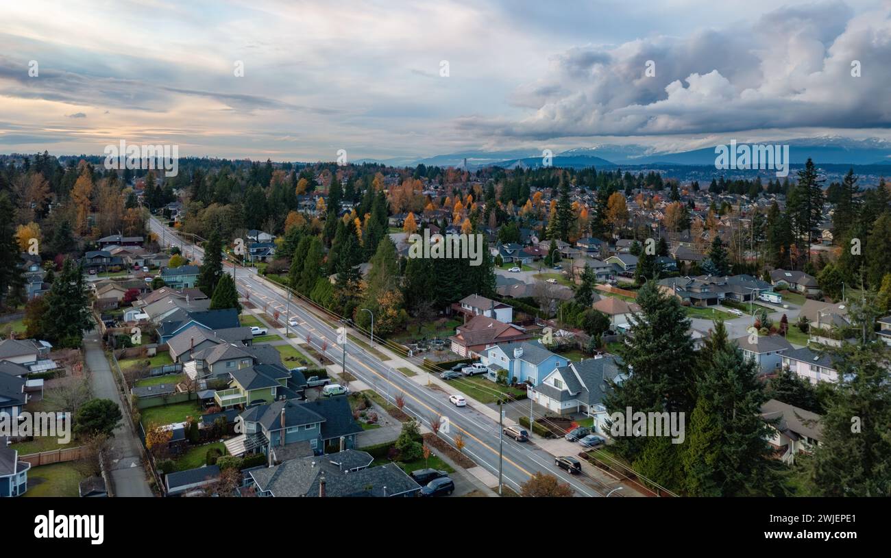 Residential Homes in quite suburban city neighborhood. Aerial View ...