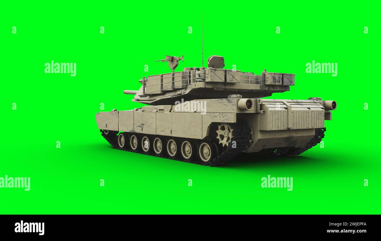 American battle tank. Green screen. 3d rendering Stock Photo - Alamy