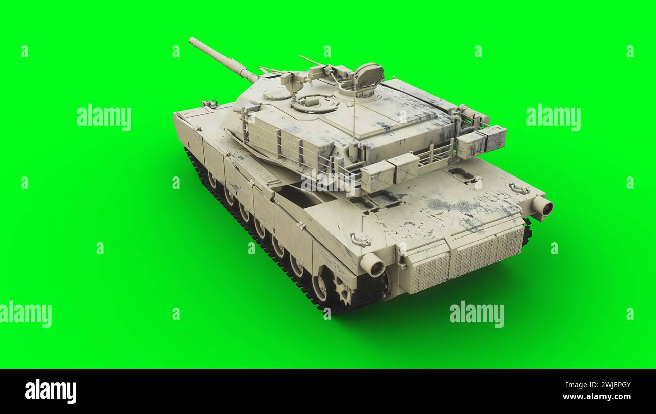 American battle tank. Green screen. 3d rendering Stock Photo - Alamy