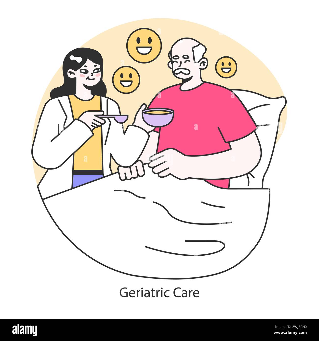 Geriatric nurse feeding Stock Vector Images - Alamy