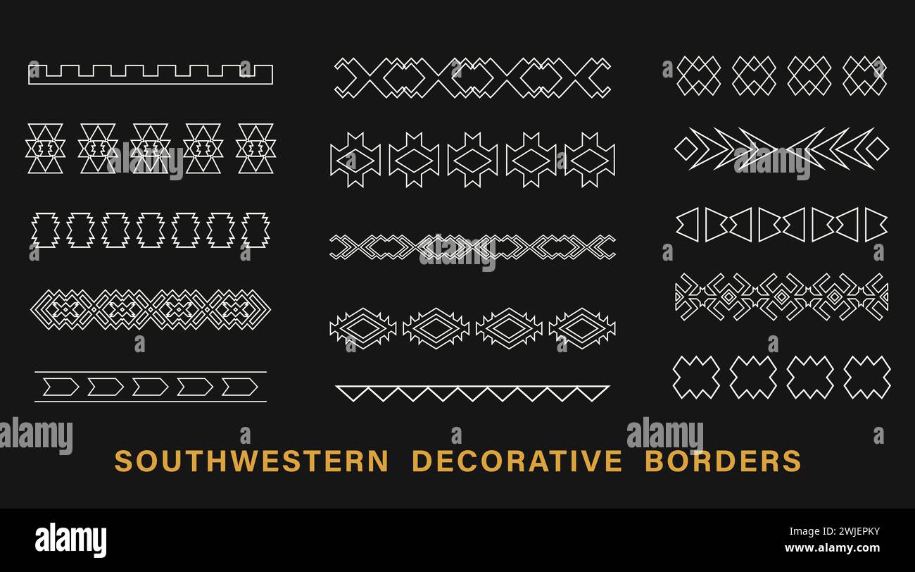 Tribal Outline Borders Set Southwestern Strokes Stock Vector Image ...