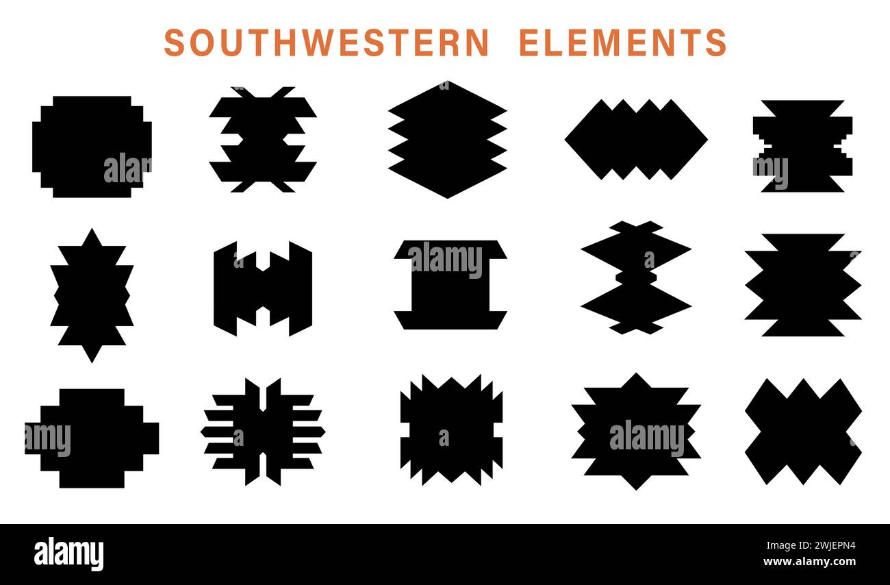 Aztec Navajo Tribal Shapes Set Southwestern Symbol Stock Vector Image ...