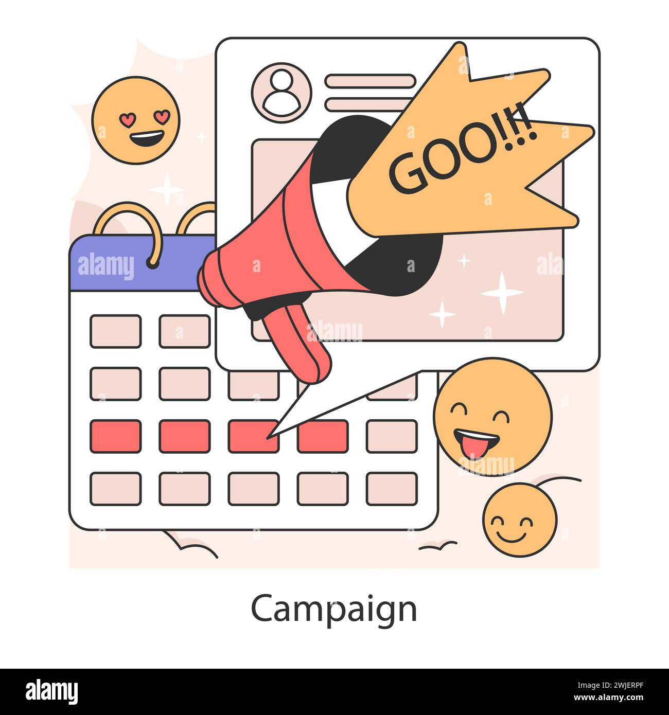 Campaign planning concept. Illustration of strategic scheduling and ...