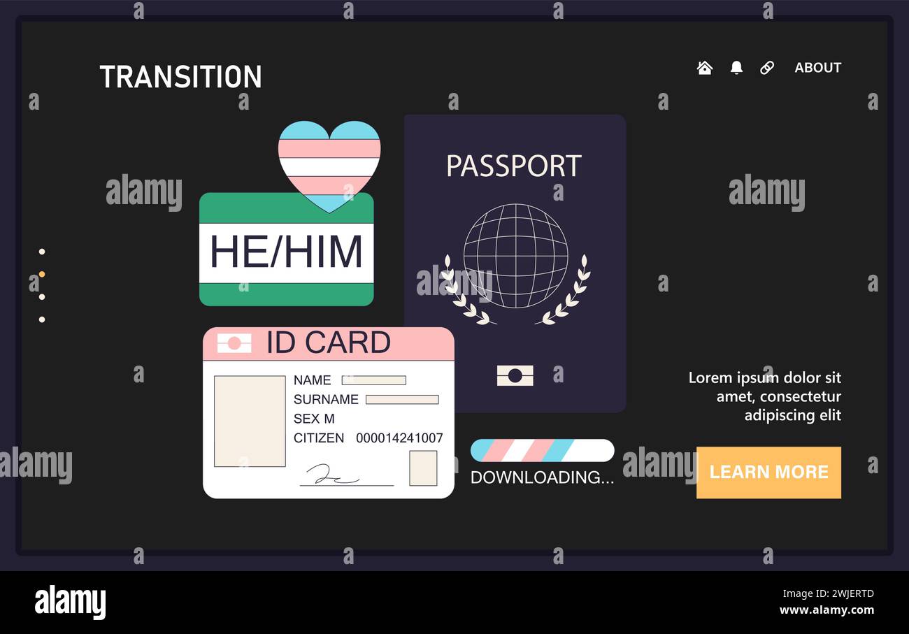 Gender transition web or landing. Gender identity affirmation ...