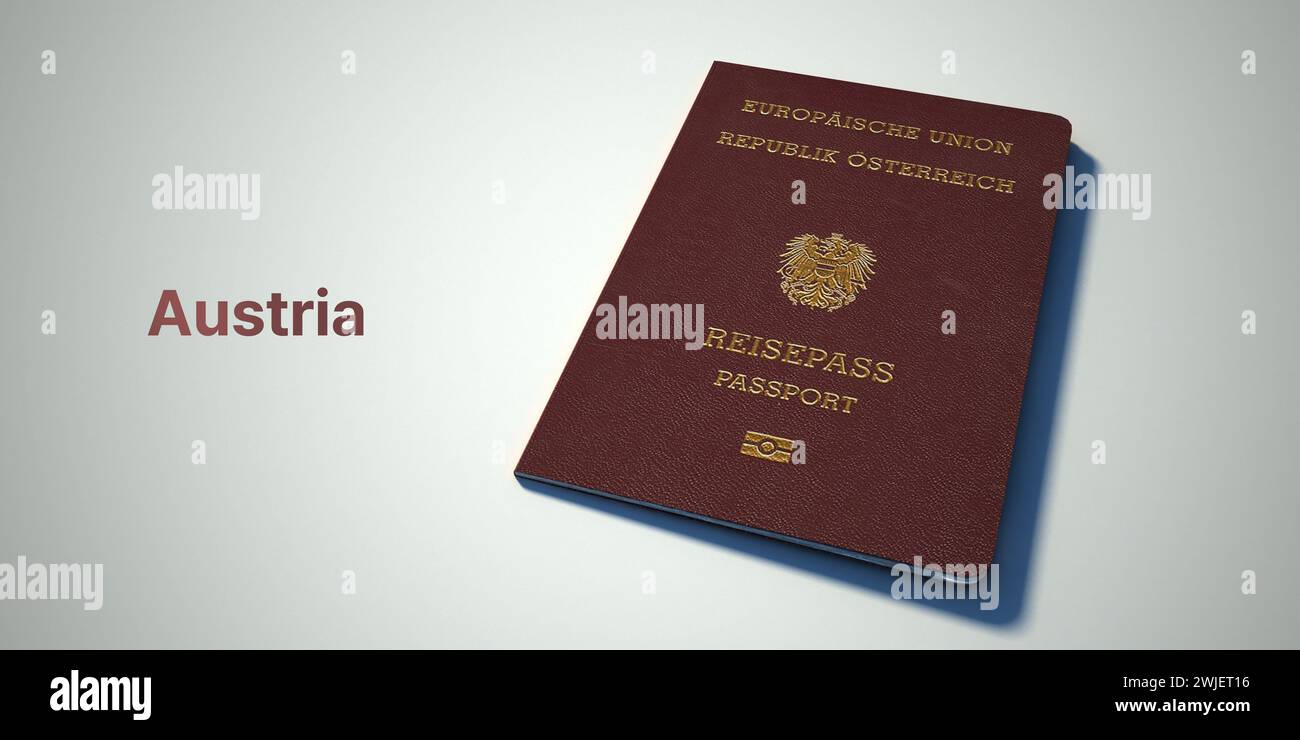 Austria passport. 3d rendering passport on white background Stock Photo ...