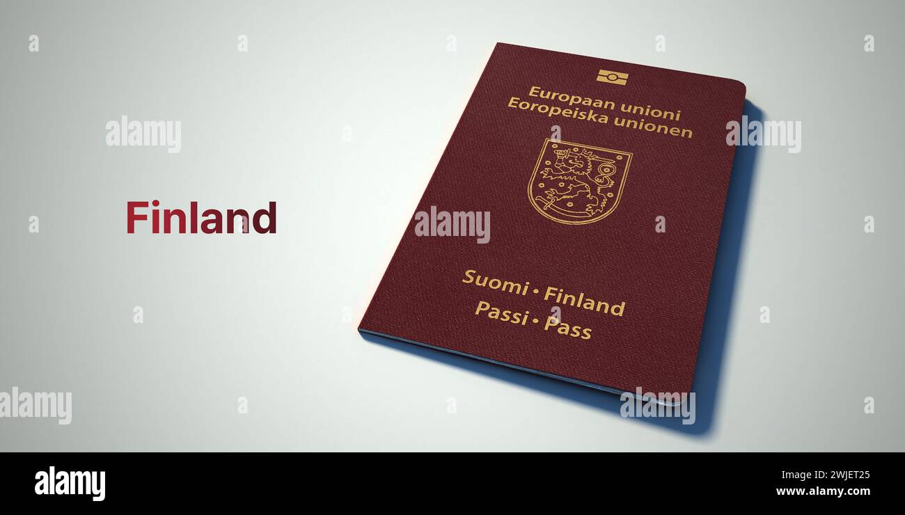 Finland passport. 3d rendering passport on white background Stock Photo ...