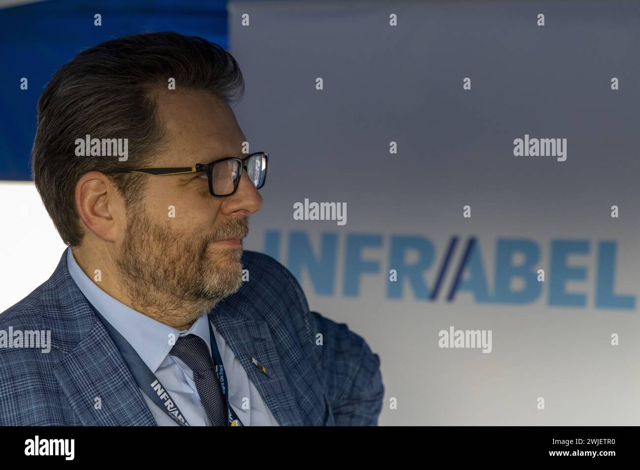 Dilbeek, Belgium. 15th Feb, 2024. Infrabel CEO Benoit Gilson pictured ...