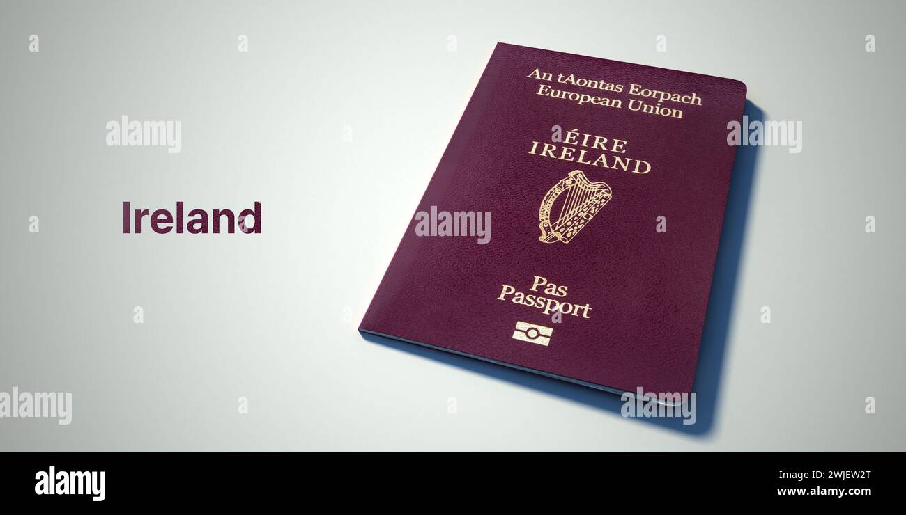 Ireland passport. 3d rendering passport on white background Stock Photo ...
