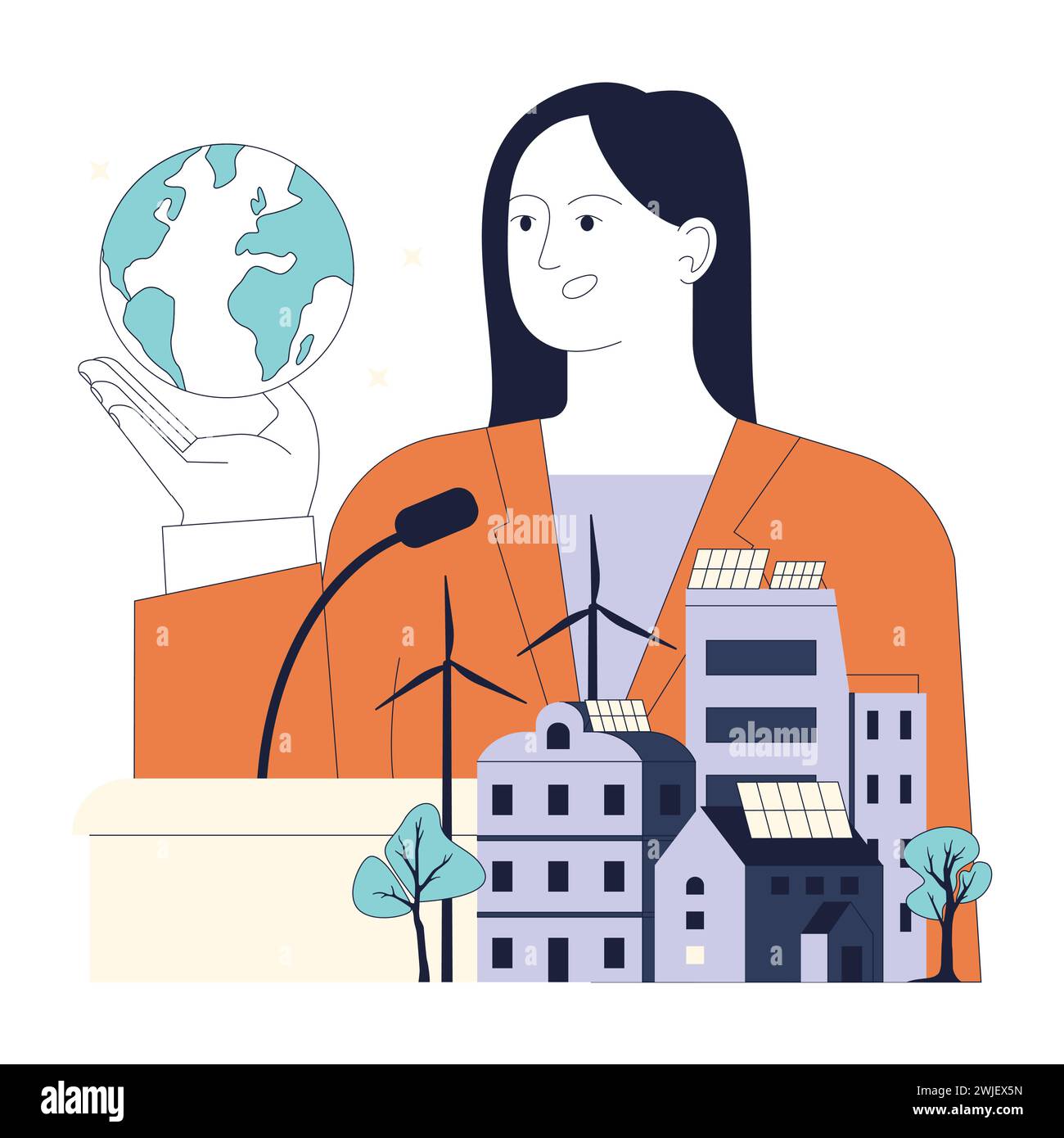 Sustainable development advocacy. Politician promoting climate action ...