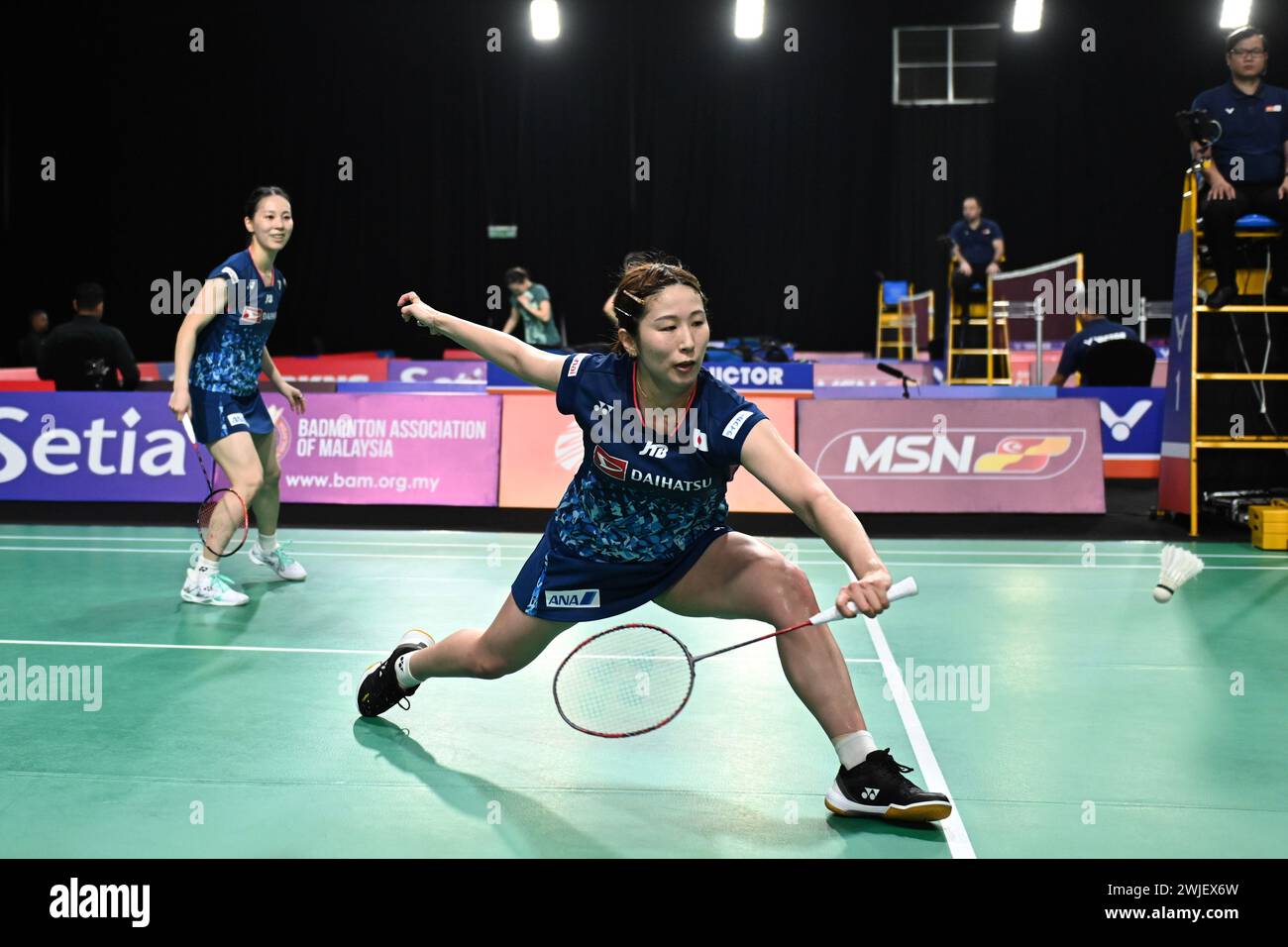 Shah Alam, Malaysia. 15th Feb, 2024. Miyaura Rena /Sakuramoto Ayako (R ...