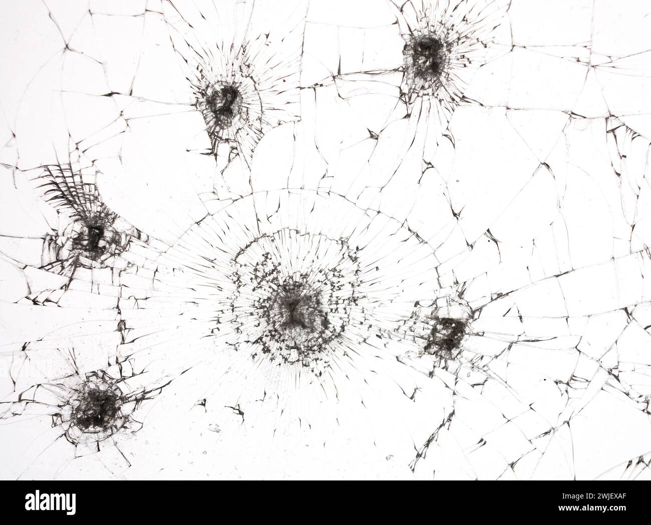 Broken glass on white background texture.. Set of cracks on window for ...