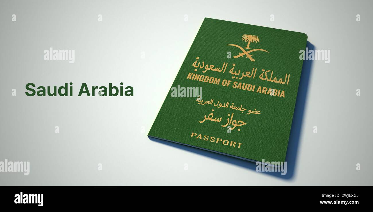 Saudi Arabia passport. 3d rendering passport on white background Stock ...