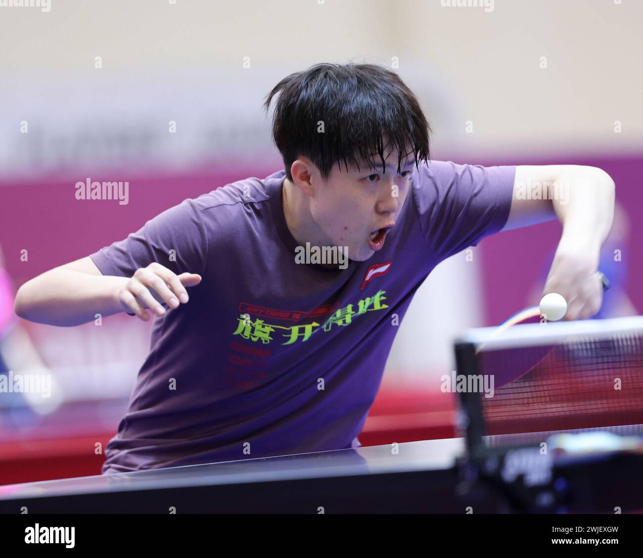 Busan, South Korea. 15th Feb, 2024. Team China's player Wang Chuqin ...