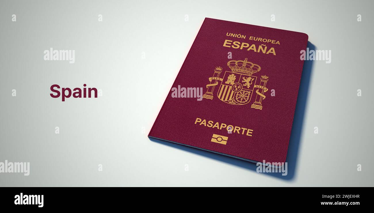 Spain passport. 3d rendering passport on white background Stock Photo ...