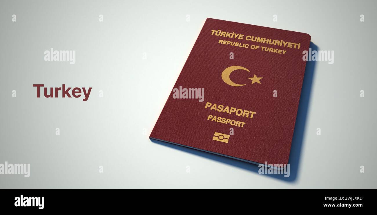 Turkey passport. 3d rendering passport on white background Stock Photo ...