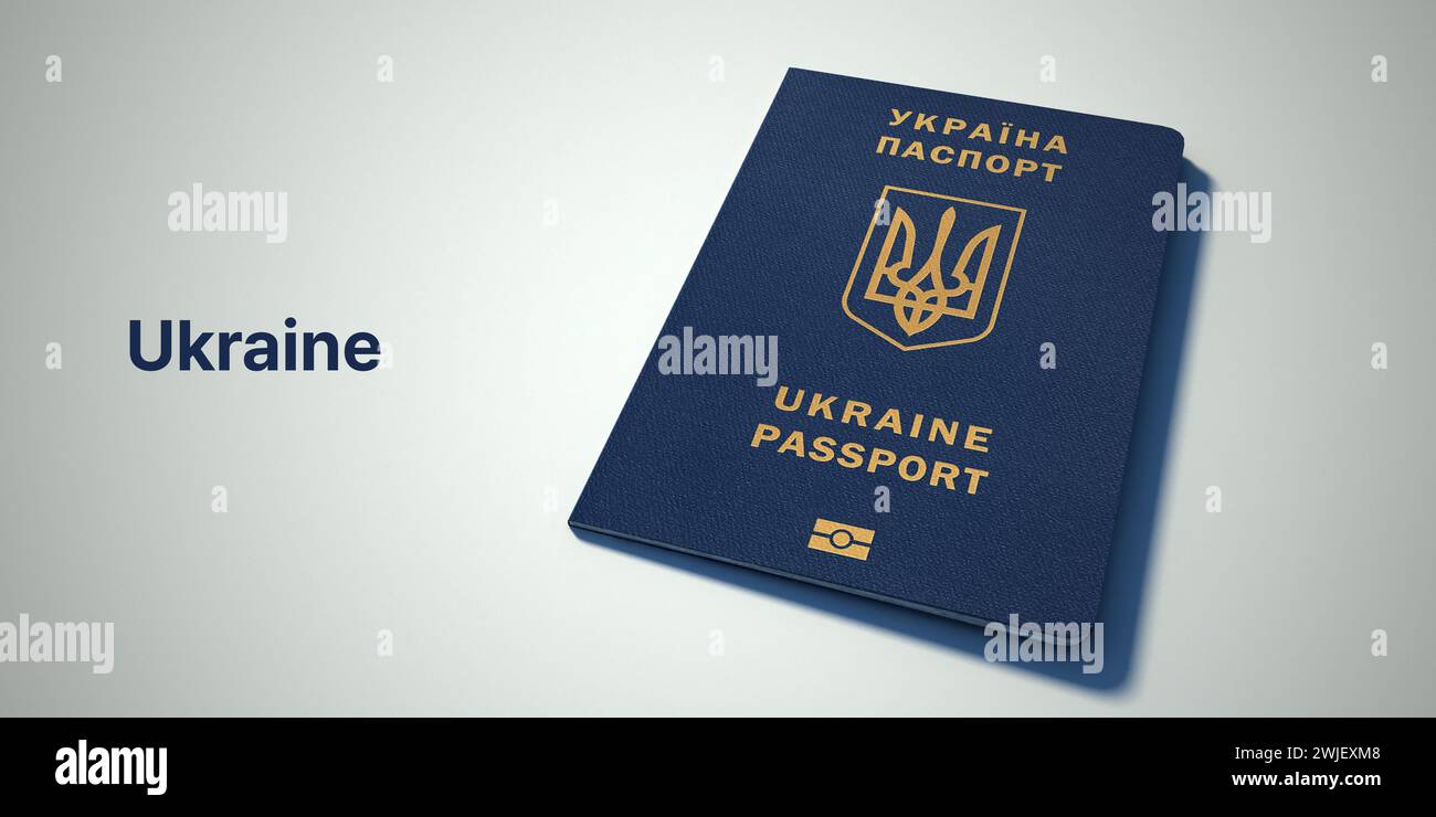Ukraine passport. 3d rendering passport on white background Stock Photo ...