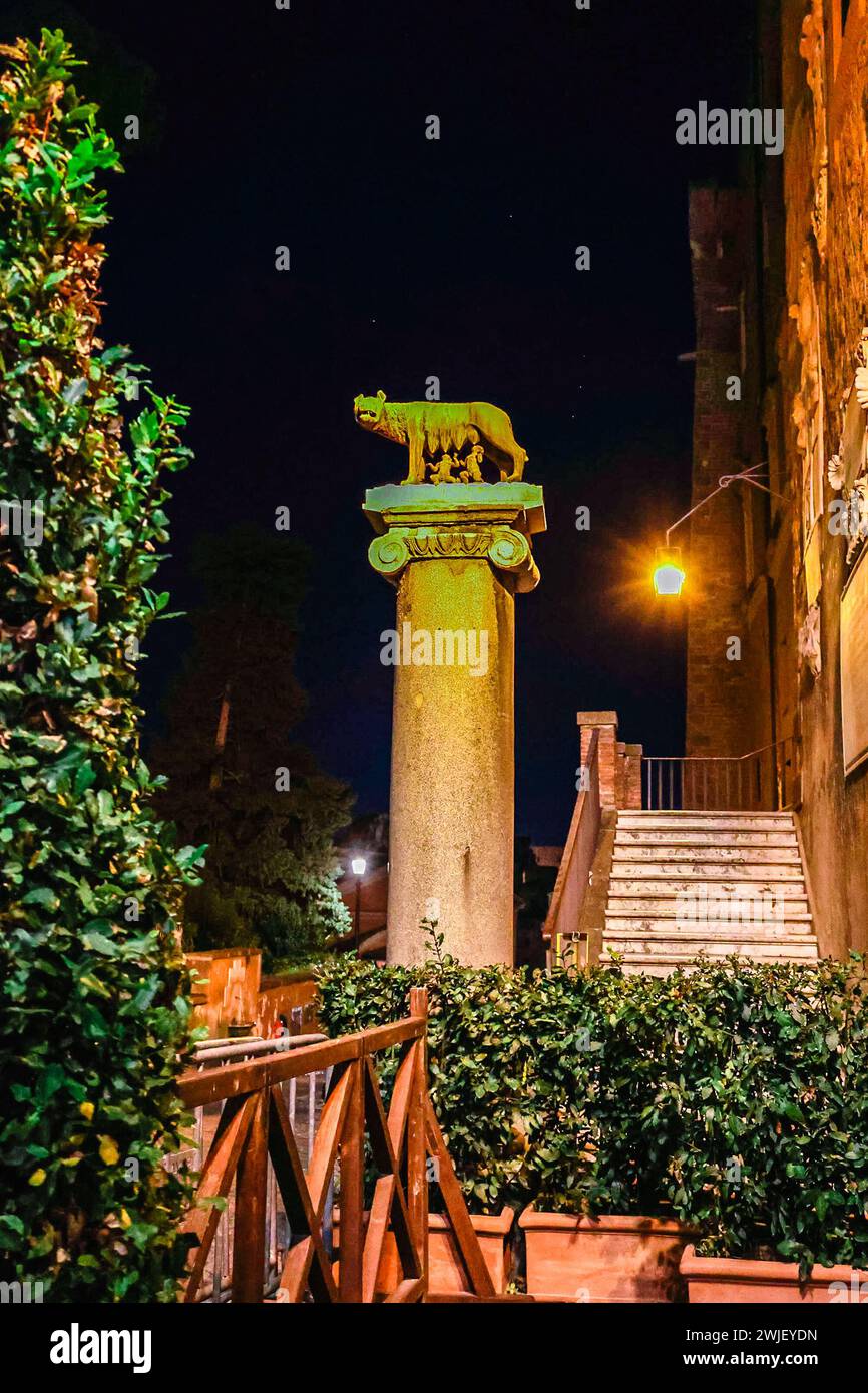 Italy, Rome - November 26, 2023: Capitoline Wolf Illuminated at night ...