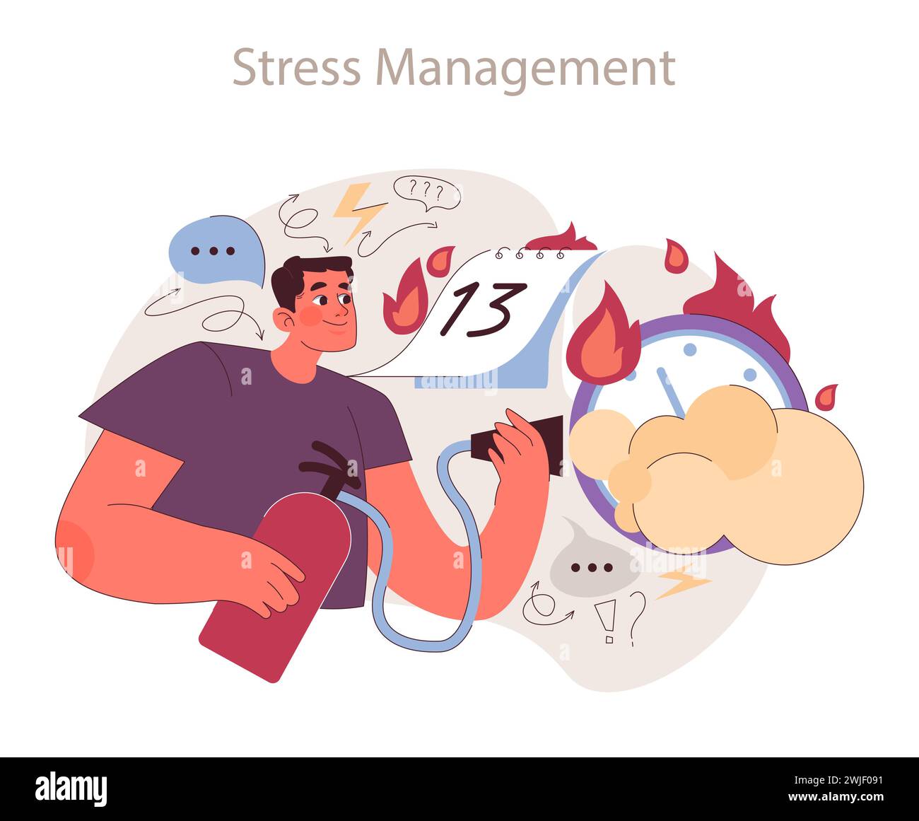 Time Management concept. Individual tackles stress with practical ...