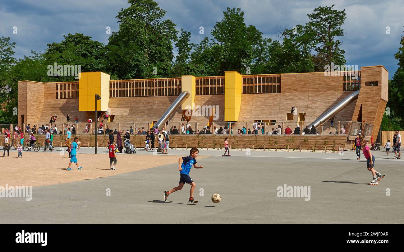 Lyon (central-eastern France): playground and large wooden play ...