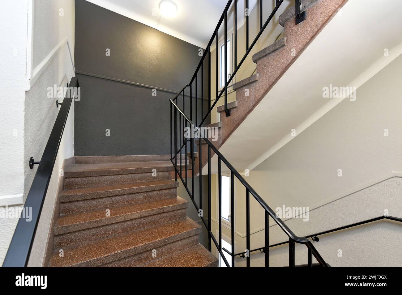 Stairwell in a rehabilitated social housing building Stock Photo - Alamy