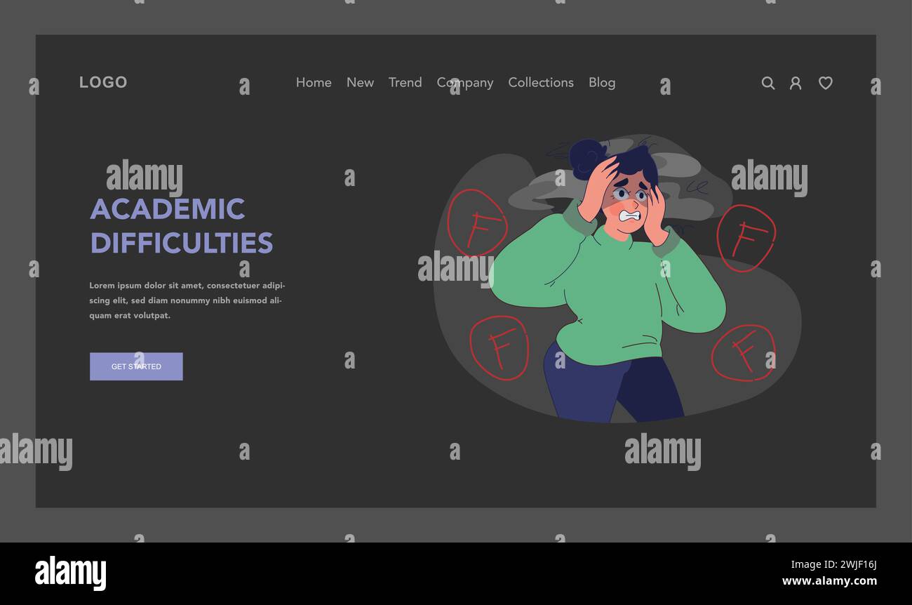 Academic difficulties concept. Distressed student overwhelmed by ...
