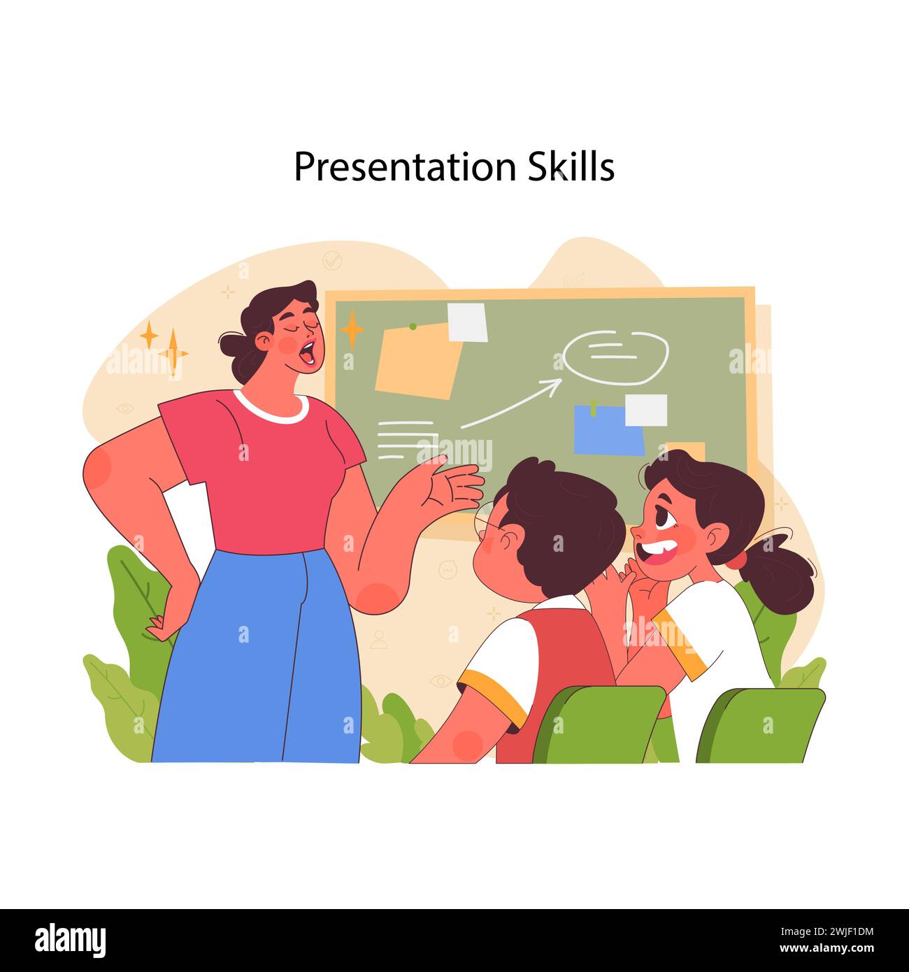 Presentation skills concept. Confident speaker engaging audience with ...