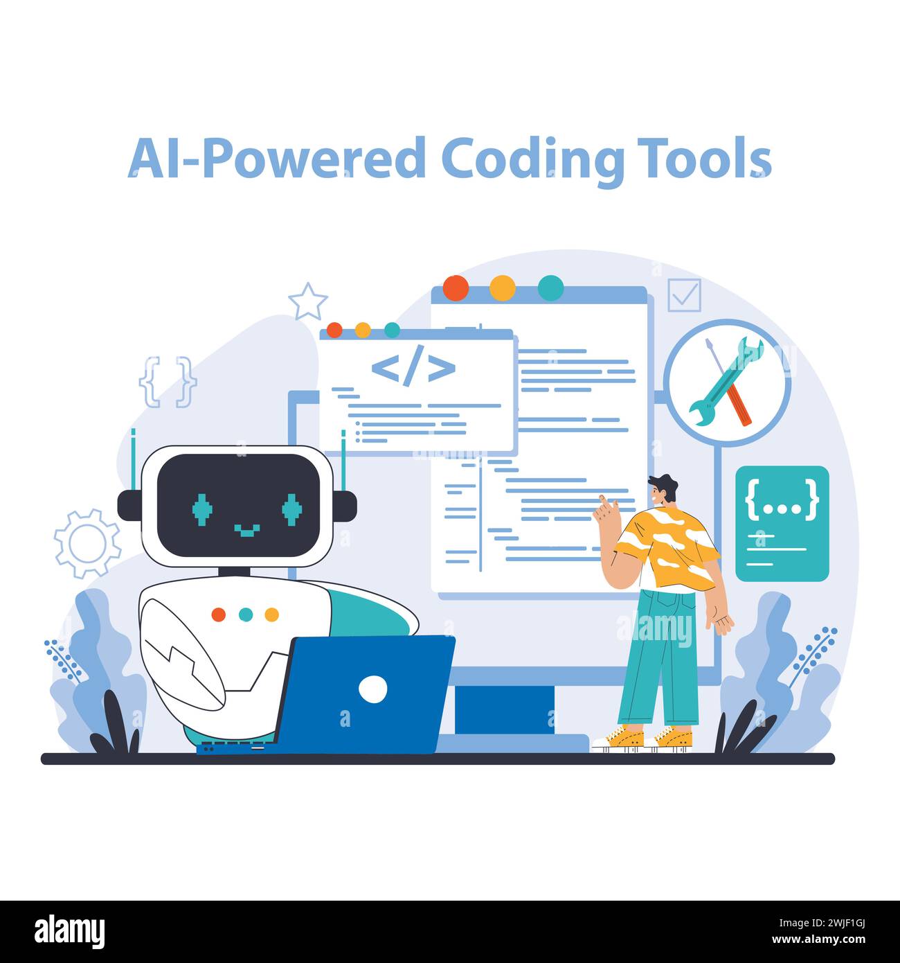 AI-Powered Coding Tools concept. Streamlines software development with ... AI-Powered Coding Tools concept. Streamlines software development with ...