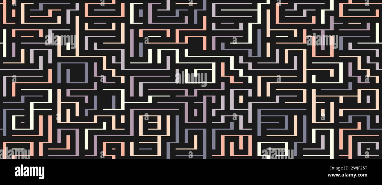 Seamless color pattern of horizontal and vertical lines. Imitation of a maze. Abstract ...
