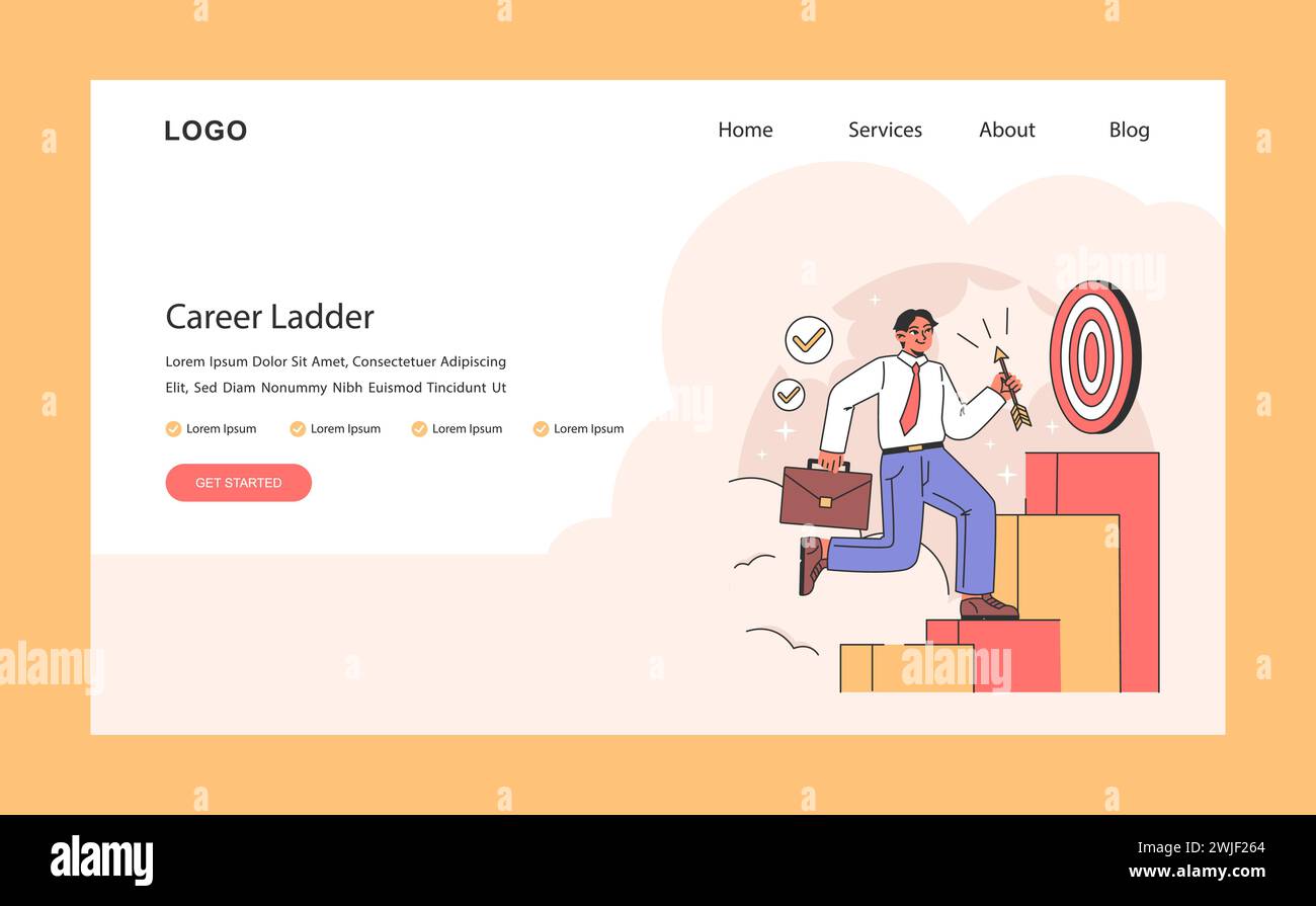 Career ladder web or landing. Ascent to success and goal achievement ...