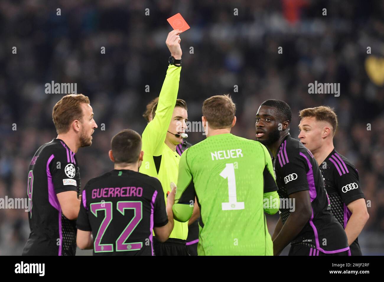 Ejection of Dayot Upamecano of Bayern Munchen by the referee Francois ...
