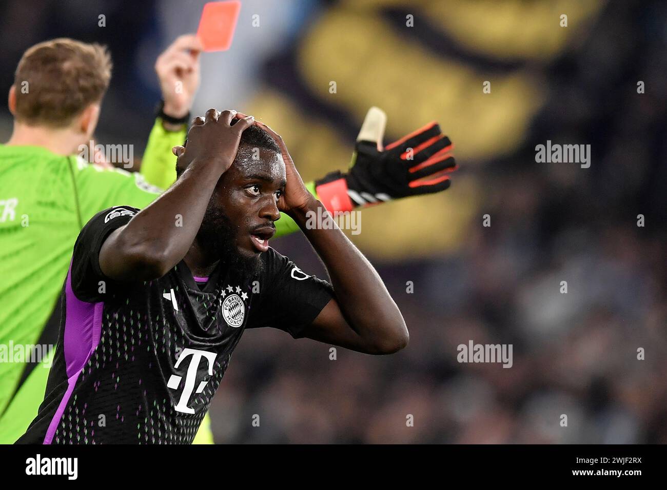 Ejection of Dayot Upamecano of Bayern Munchen by the referee Francois ...