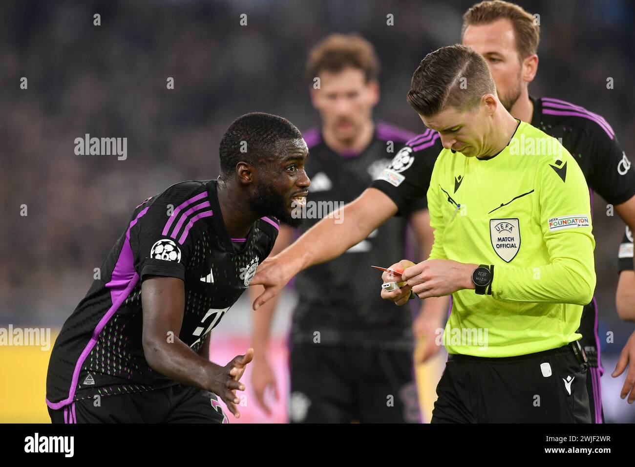 Ejection of Dayot Upamecano of Bayern Munchen by the referee Francois ...