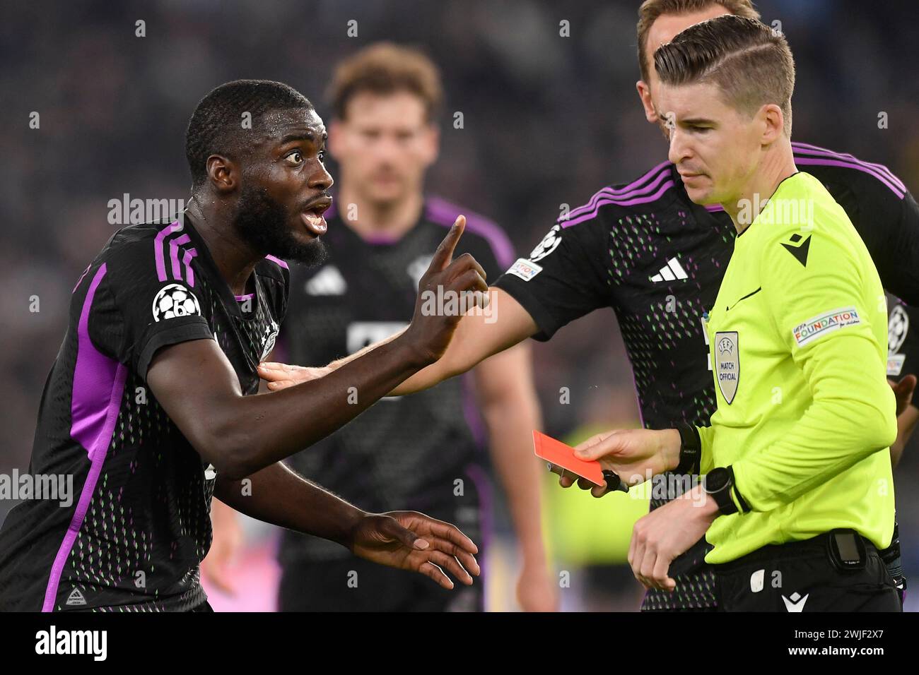 Ejection of Dayot Upamecano of Bayern Munchen by the referee Francois ...