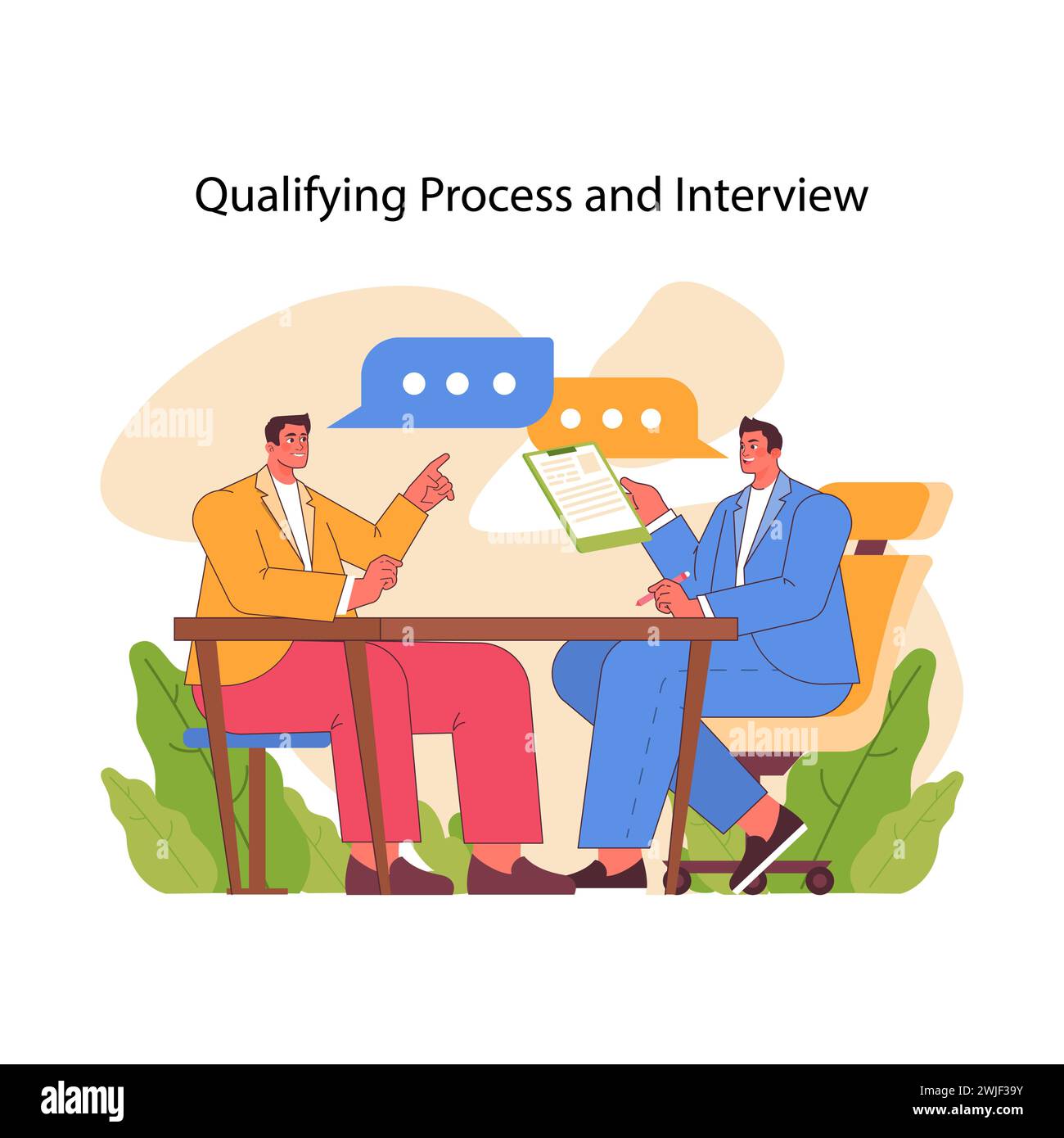 Qualifying process and interview concept. Male candidate taking part in ...