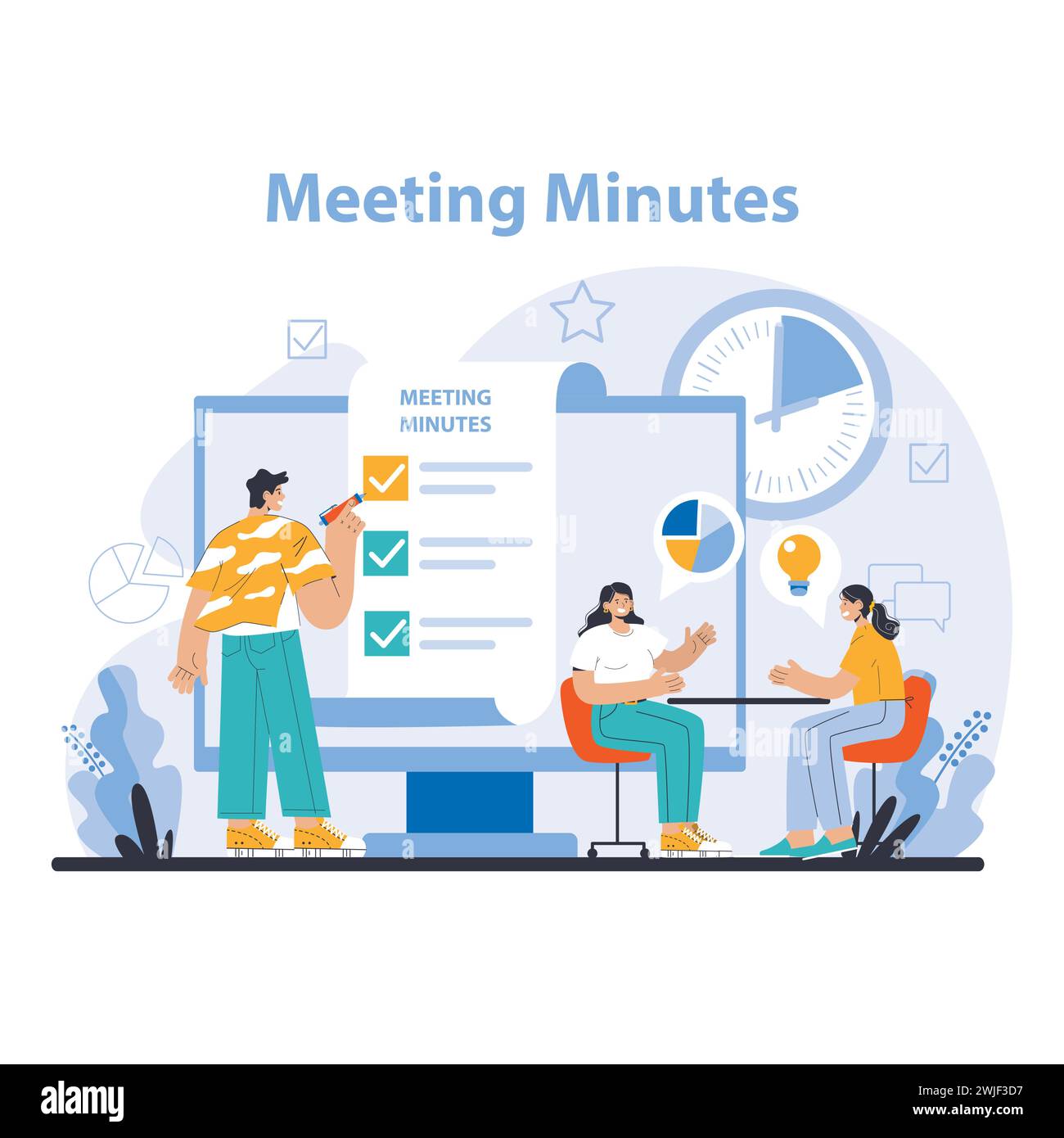 Meeting minutes concept. Detailed recording of discussions and ...