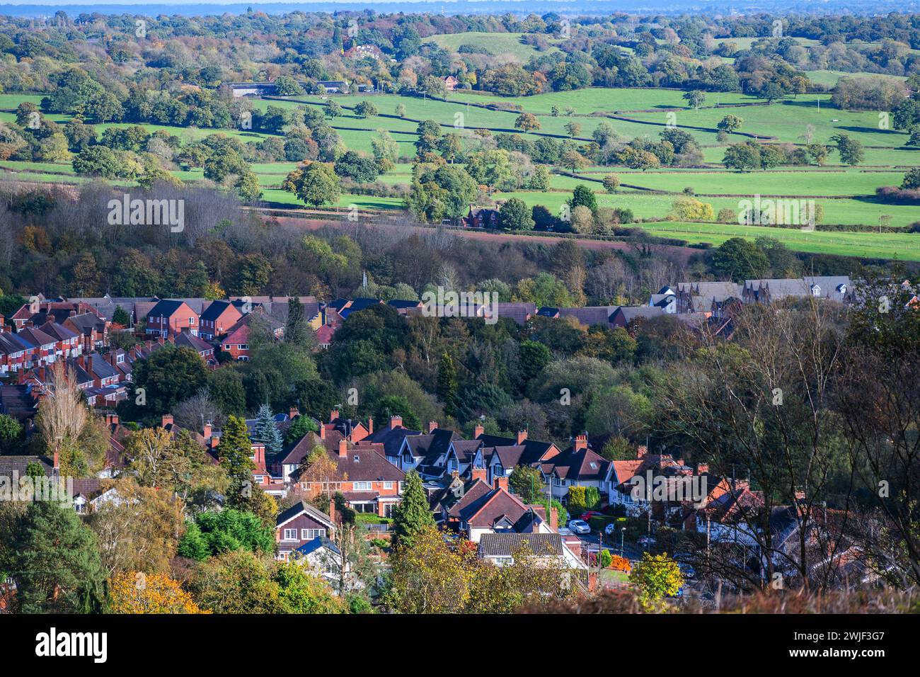 view of suburbs of birmingham view from lickey hills west midlands ...