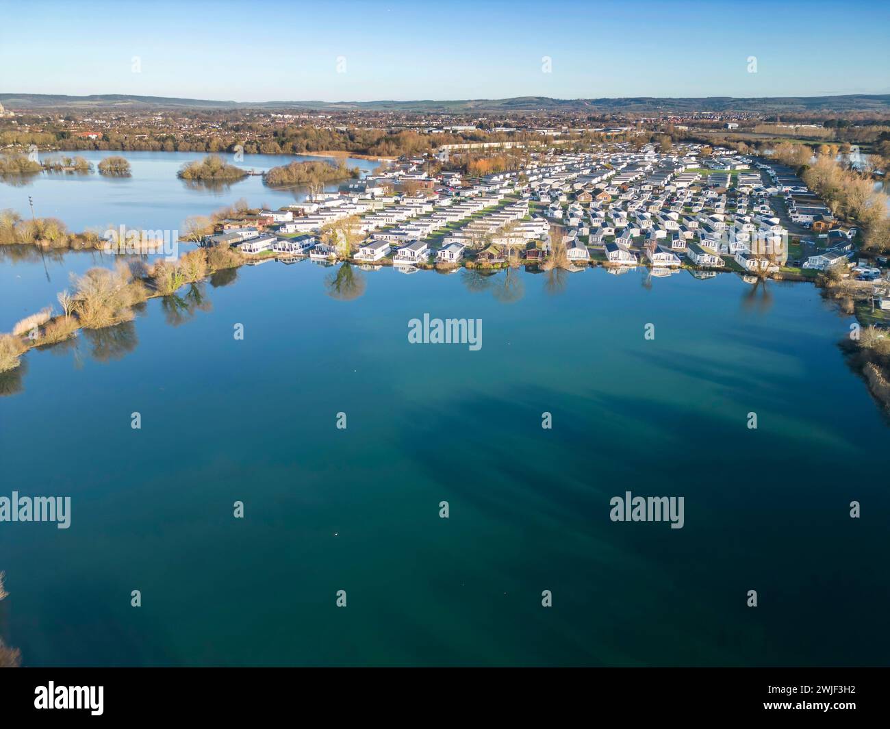 aerial view of the lakeside holiday park and fishing lakes at ...