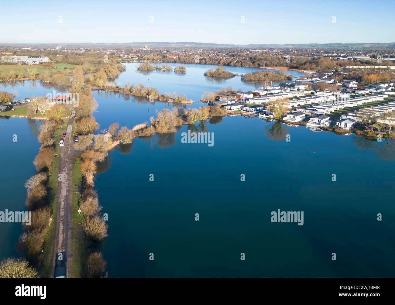 aerial view of the lakeside holiday park and fishing lakes at ...