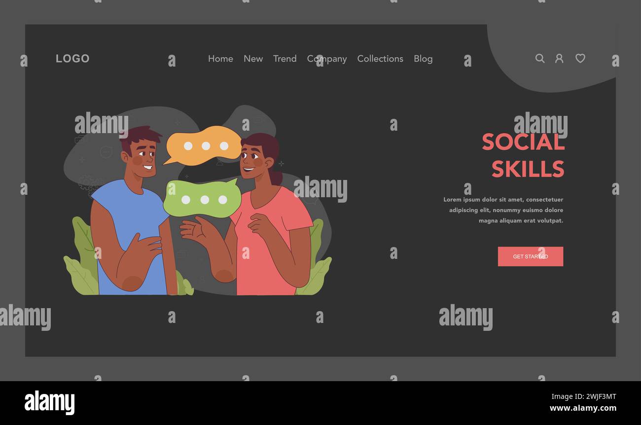 Social skills idea. Two individuals engaging in friendly conversation ...