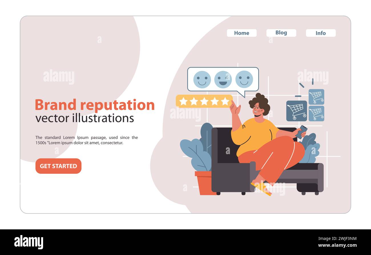 A contented customer gives a five-star rating on her phone, reflecting ...