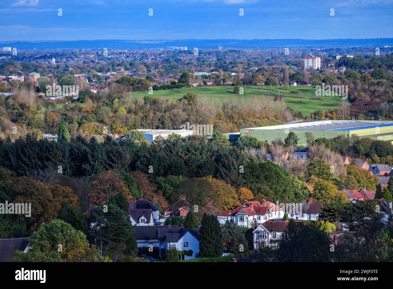 view of suburbs of birmingham view from lickey hills west midlands ...