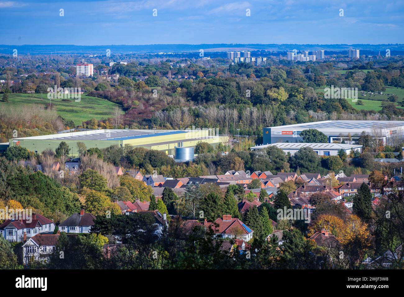 view of suburbs of birmingham view from lickey hills west midlands ...