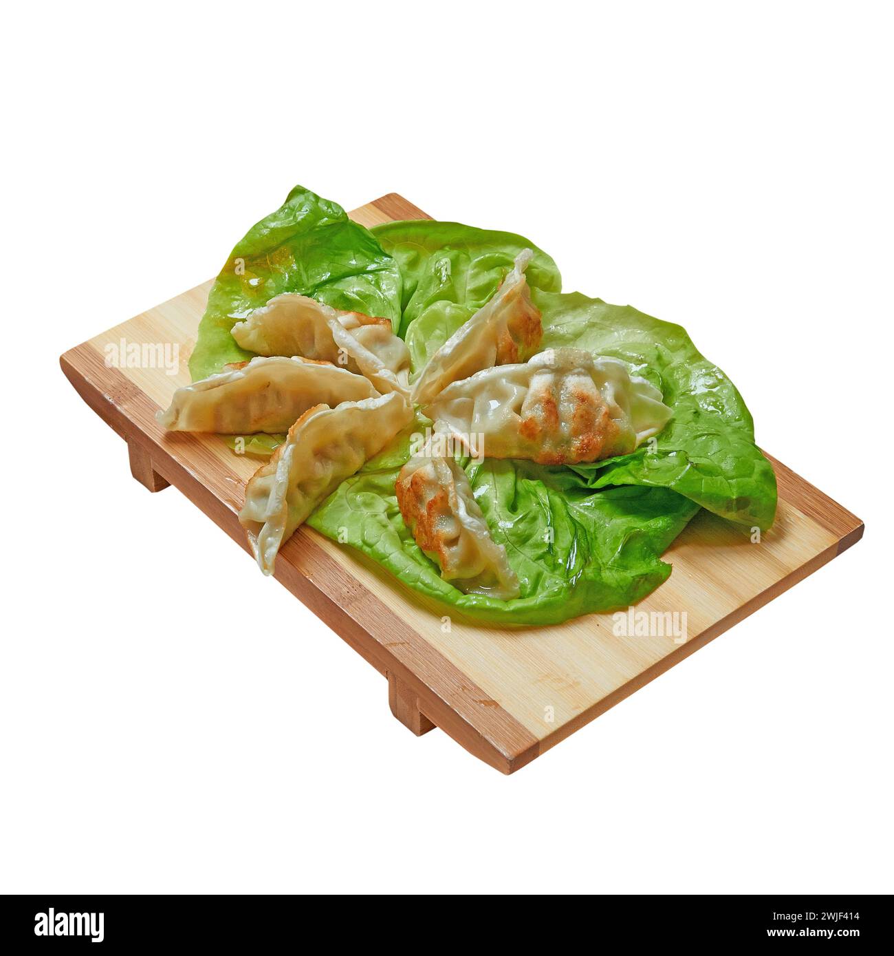 Traditional japanese wooden plank with food isolated on white with ...