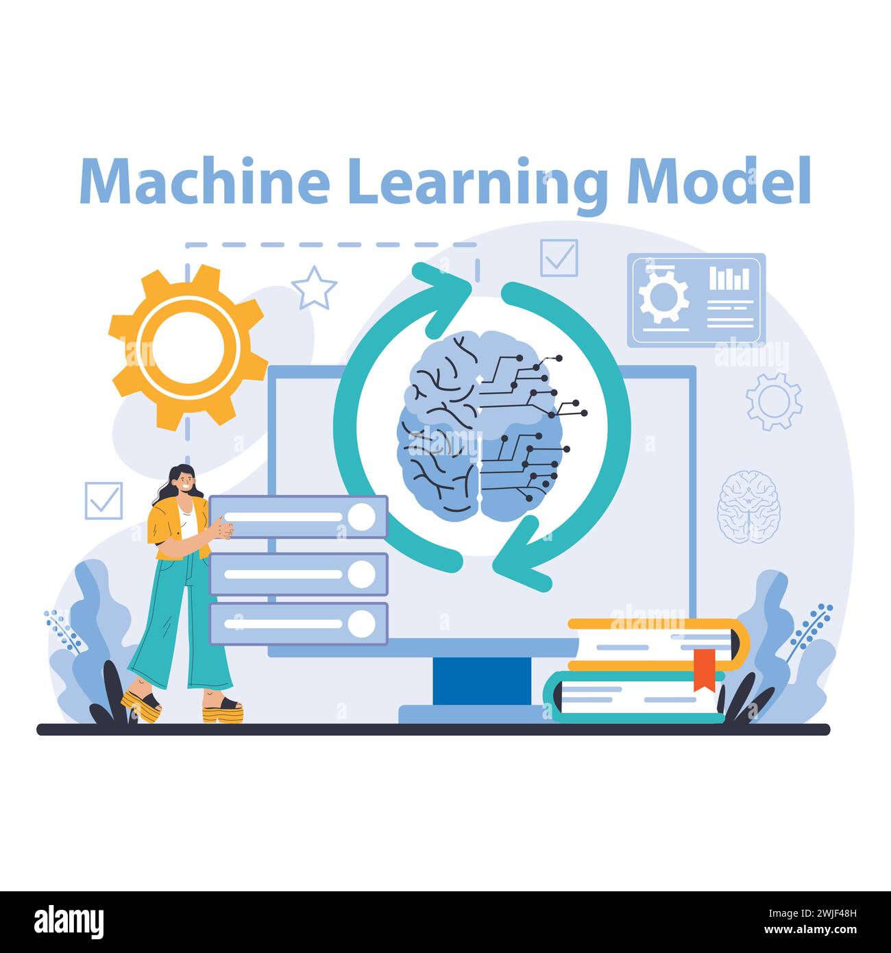 AI Model concept. Visual narrative of a machine learning model with a ...